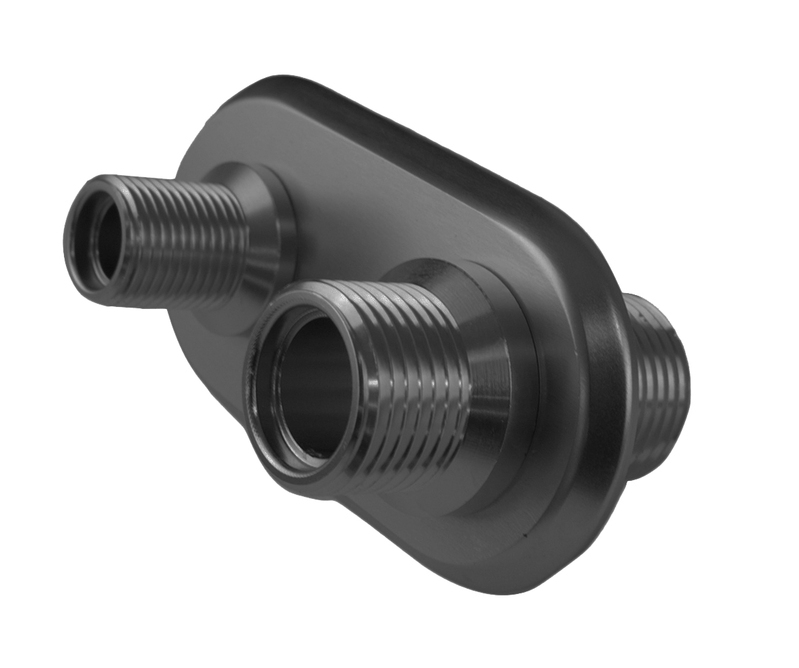 Proflow Firewall Bulkhead Aluminium 2 Port #6 #10 Inline Black