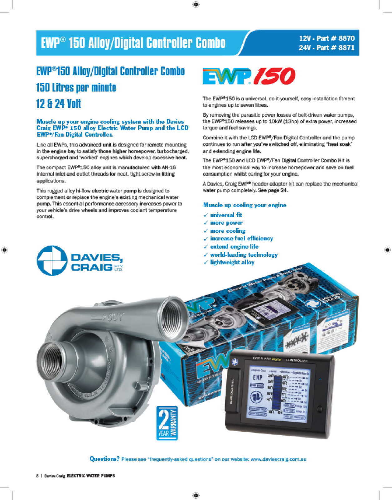 PWR Electric Water Pump 150L/Min (Aluminium Casing with LCD Controller)