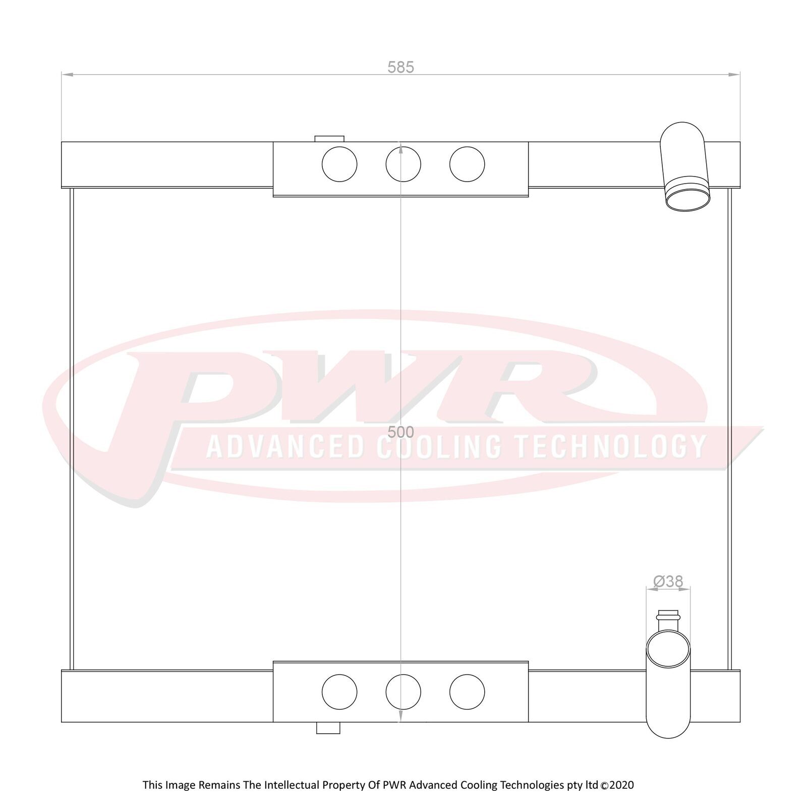 PWR 42mm Radiator - 475mm Mount Centres for Mazda RX7 FC Series 4 85-89)