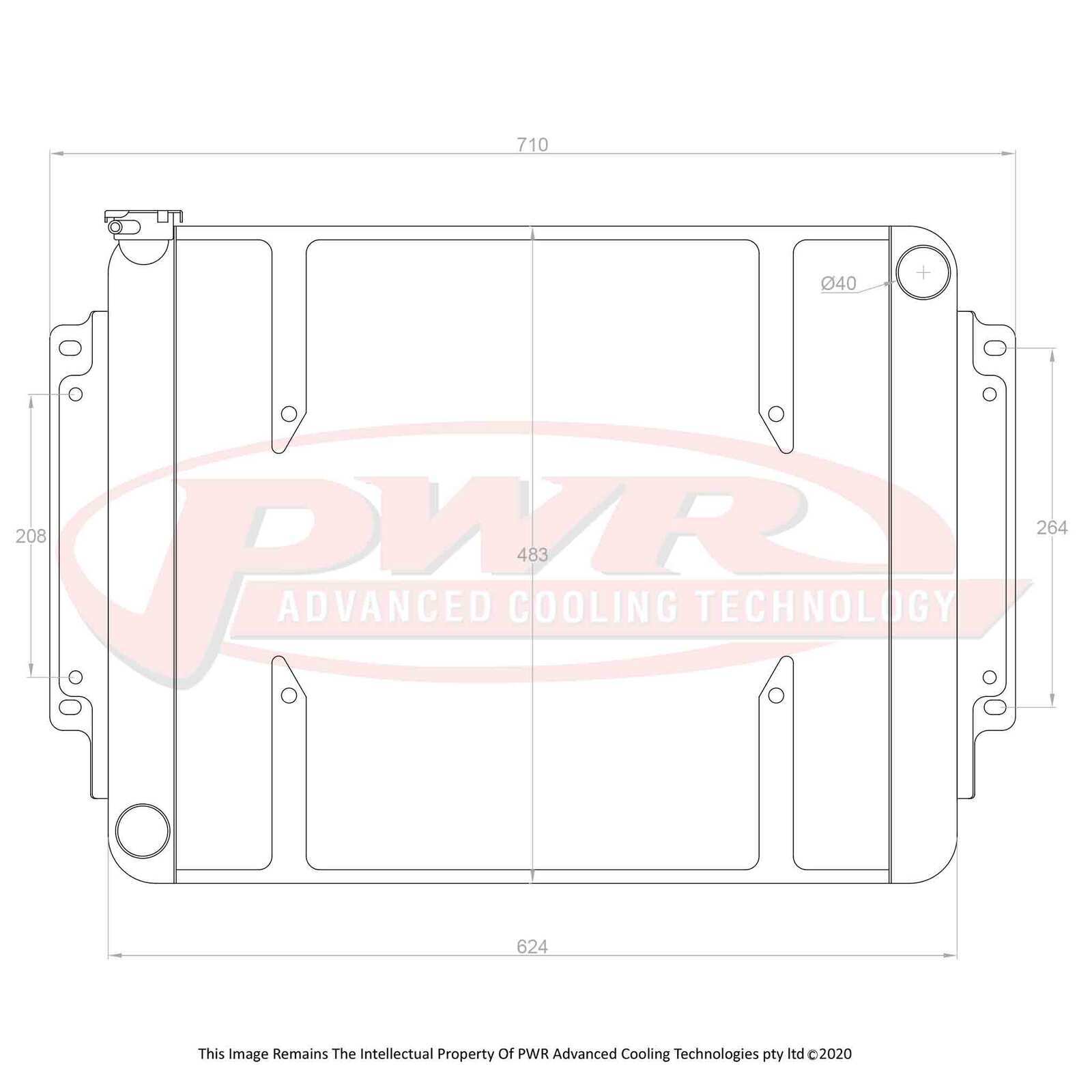 PWR 55mm Crossflow Radiator for Holden HT-HG V8 69-71) w/ 16" SPAL Fan ...