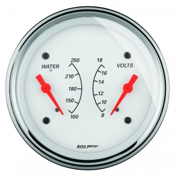 AUTOMETER GAUGE 3-3/8" DUAL GAUGE,100-250F/8-18V,ARCTIC WHITE# 1330