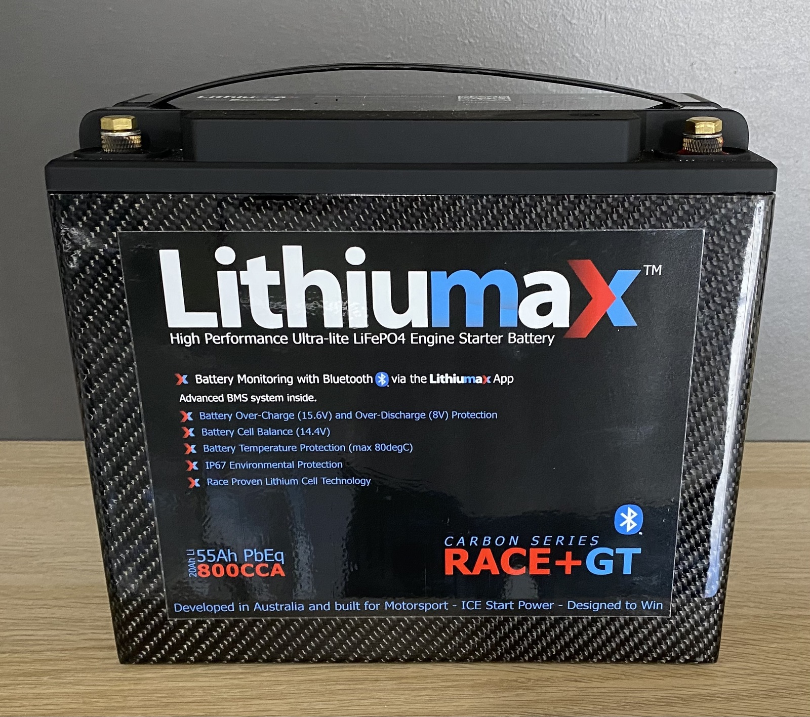 Lithiumax NEW Carbon Series RACE+GT Bluetooth Battery