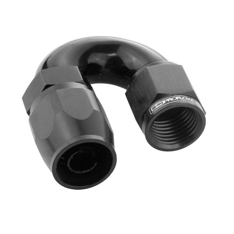 Proflow Fitting Hose End 180 Degree Full Flow -08AN Black