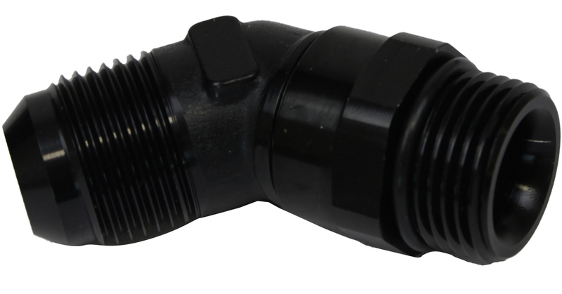 Proflow Adaptor Male -12AN 45 Degree To -12AN Thread Swivel Black