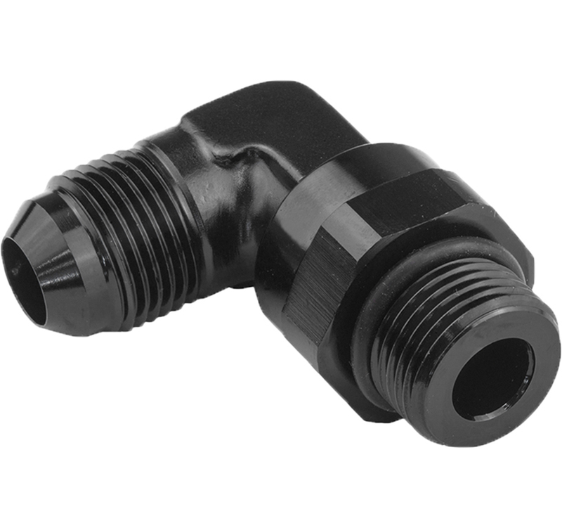 Proflow Adaptor Male -12AN 90 Degree To -12AN Thread Swivel Black