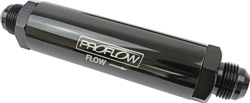 Proflow Oil Filter Billet Aluminium In-Line Black Stainless Element -10AN