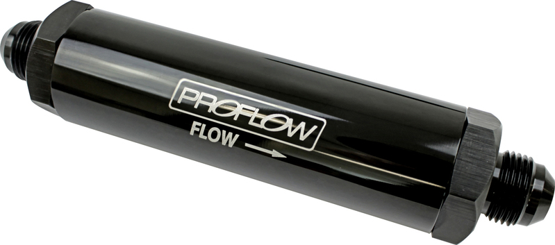 Proflow Oil Filter Billet Aluminium In-Line Black Stainless Element -08AN