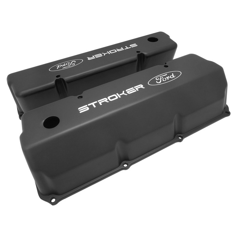 Proflow Valve Covers Tall Cast Aluminium Black Stroker Ford Logo Small ...