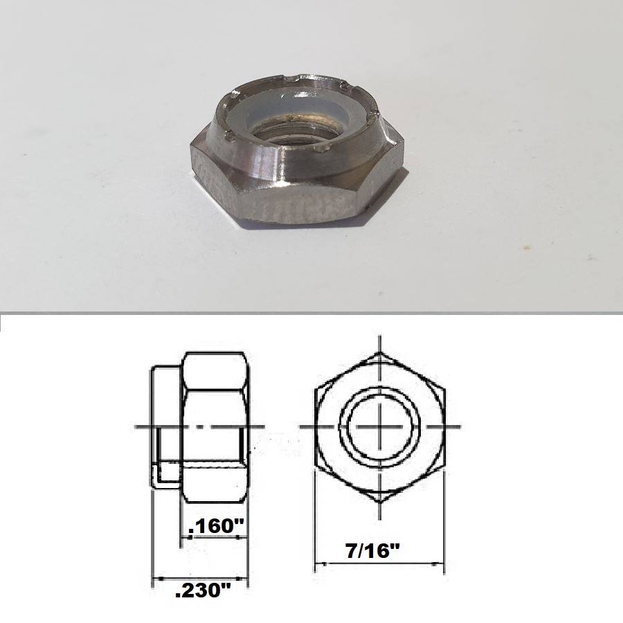 1/4 UNF TITANIUM HEX JAM NYLOCK NUT GRADE 5