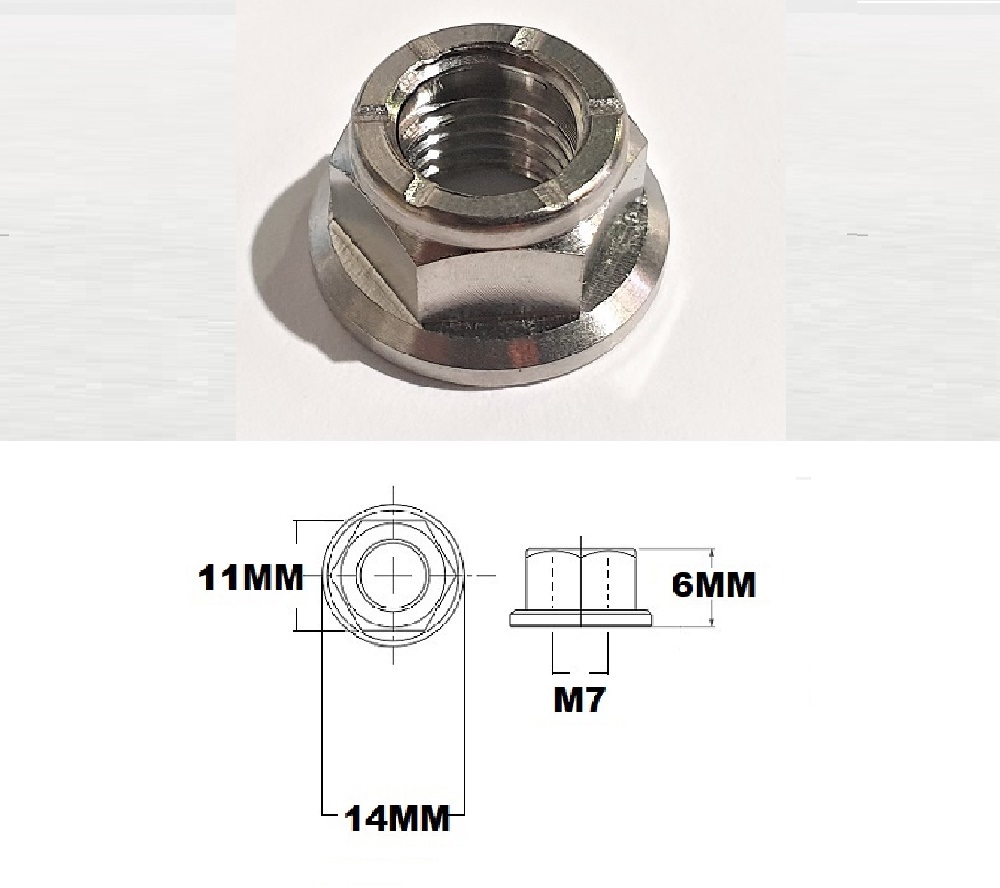 M7X1.00 THREAD PITCH TITANIUM FLANGE STEEL HEX LOCK NUT GRADE 5