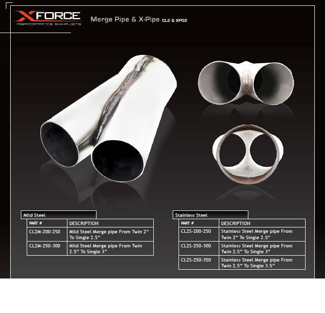 XForce CL2S-200-250 Merge Pipe from Twin 2in to Single 2.5in ...